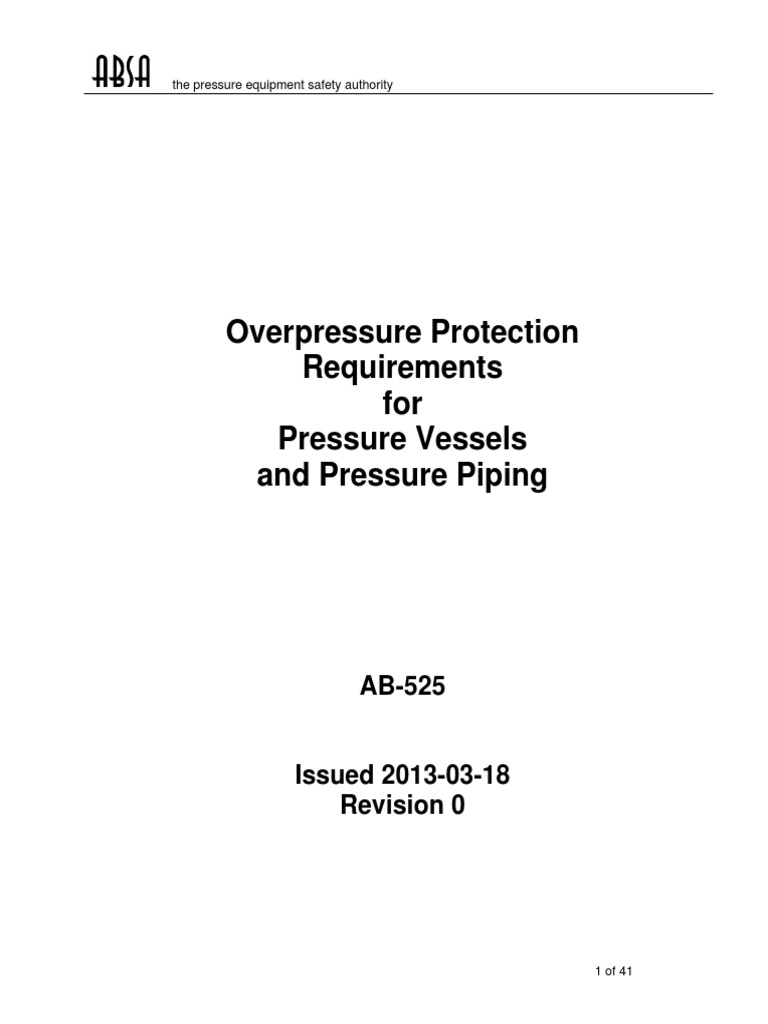 Over Pressure Protection For Pressure Vessel & Pressure Piping | PDF