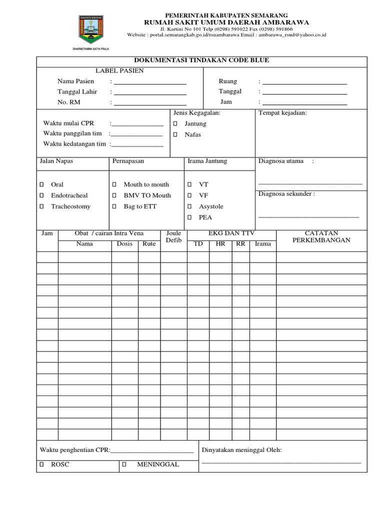 Dokumentasi Tindakan Code Blue | PDF