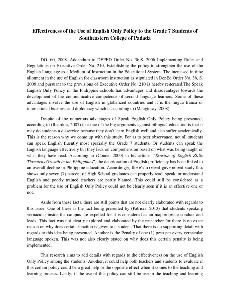 Effectiveness of The Use of EOP | PDF | English Language | Teachers