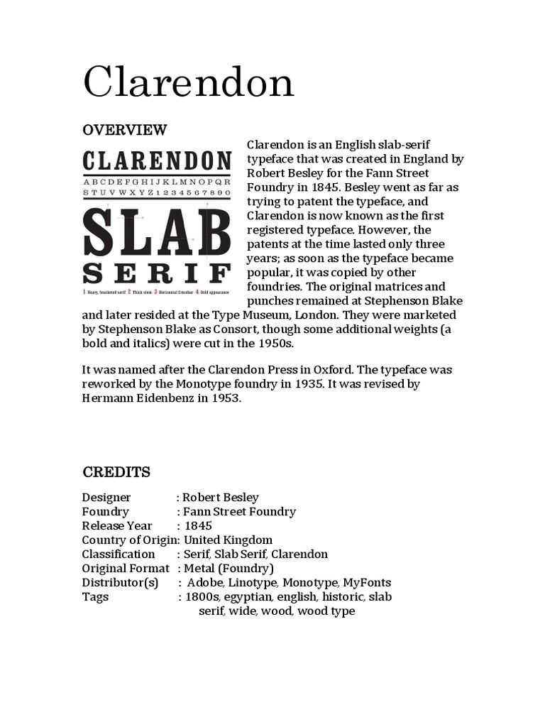 Clarendon | PDF | Typefaces | Serif