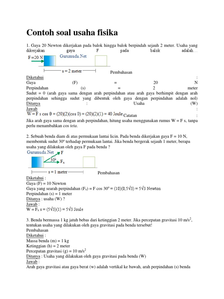 Contoh Soal Usaha Fisika | PDF
