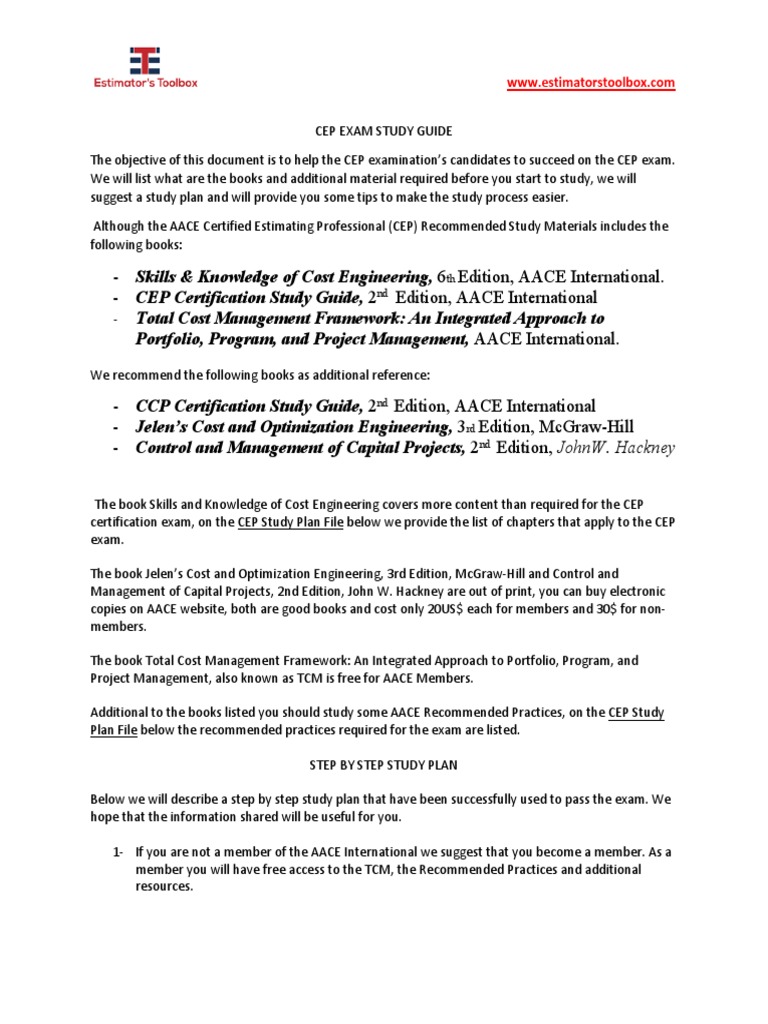 Cep Exam Study Guide | PDF | Project Management | Test (Assessment)
