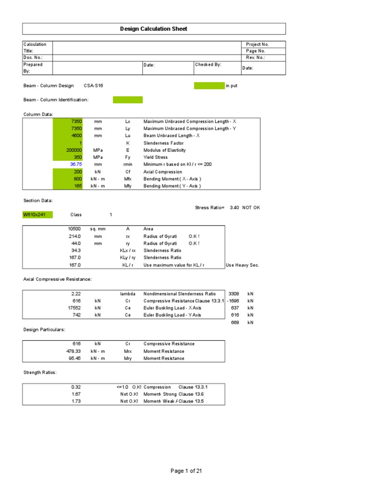CSA Beam Column Design | PDF | Strength Of Materials | Buckling