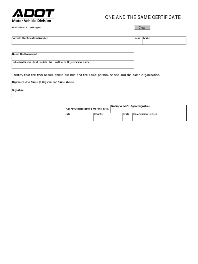 One and The Same Certificate | PDF