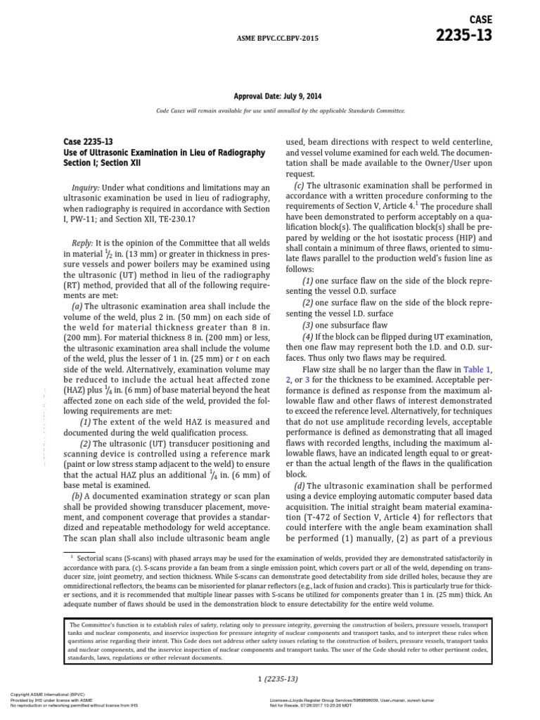 Code Case 2235-13 | PDF | Mechanical Engineering | Applied And ...
