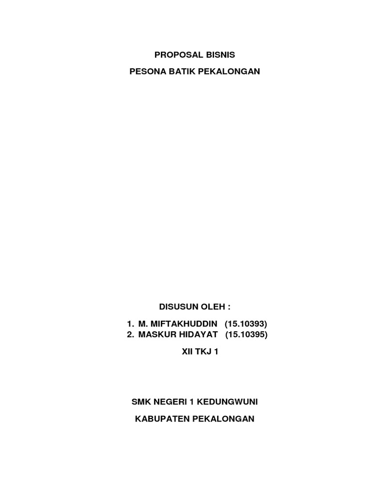 Proposal Rencana Usaha Batik | PDF