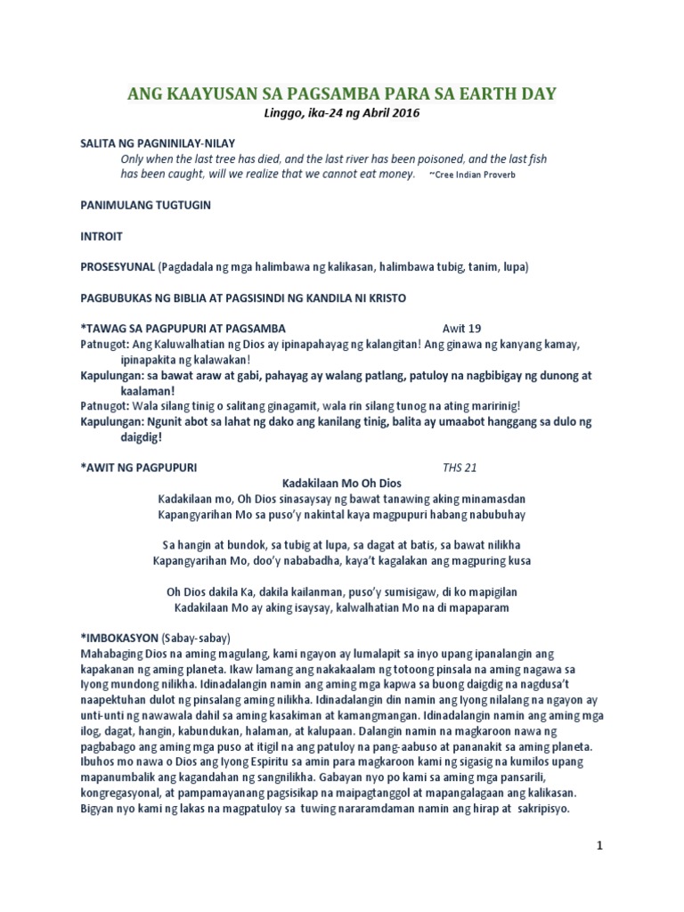 Earth Day Tagalog | PDF