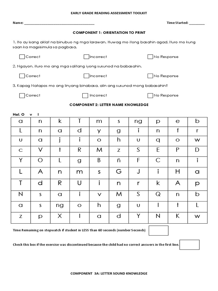 Early Grade Reading Assessment Toolkit | PDF