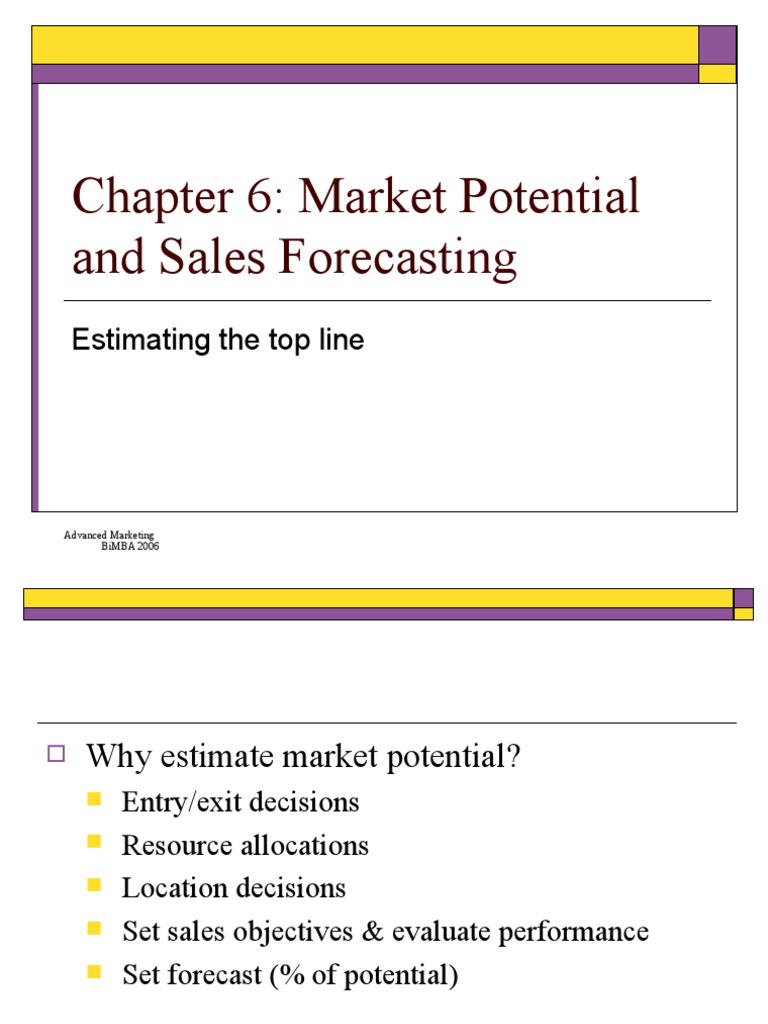 Chapter 6: Market Potential and Sales Forecasting: Estimating The Top ...