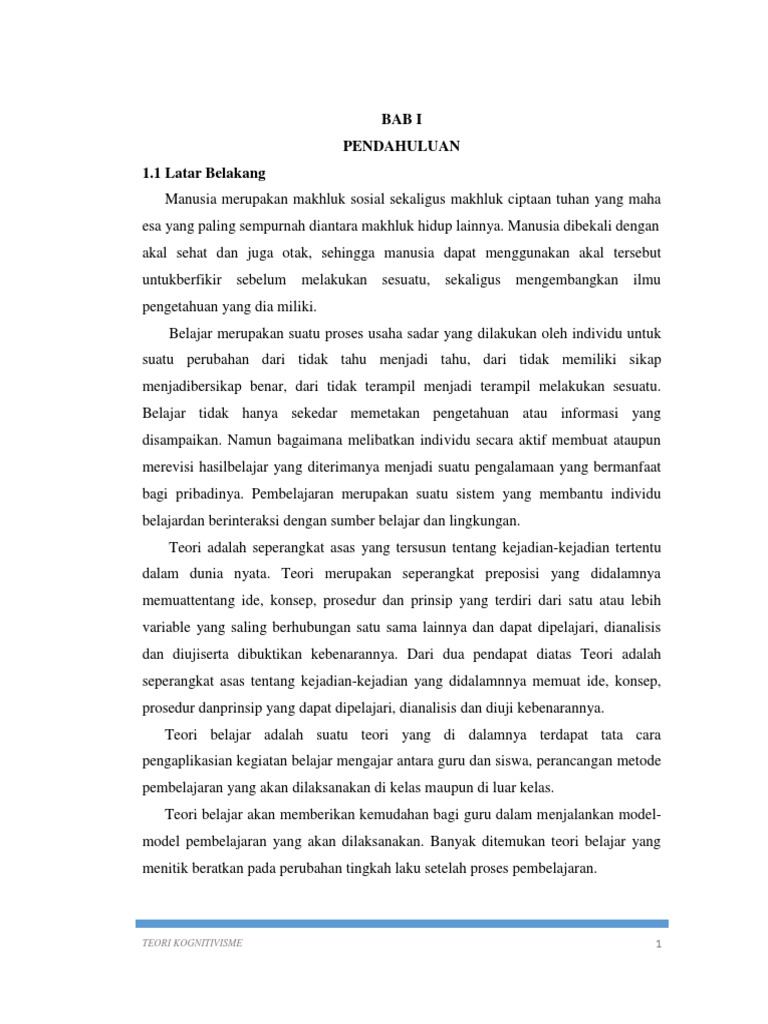 Makalah Teori Kognitivisme | PDF