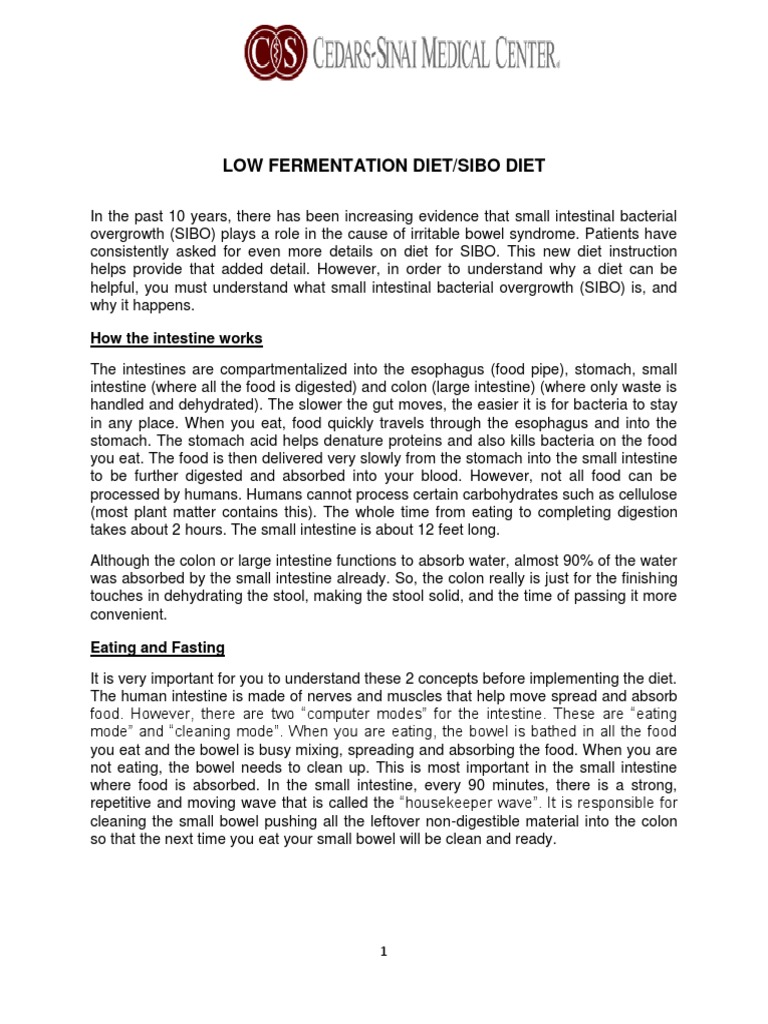 Low Fermentation Diet 1 | PDF | Carbohydrates | Gastrointestinal Tract