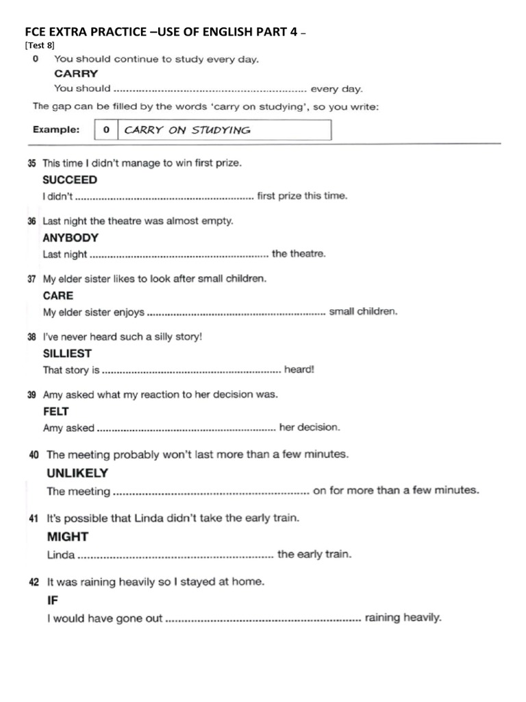 Fce Use of English Part 4 | PDF
