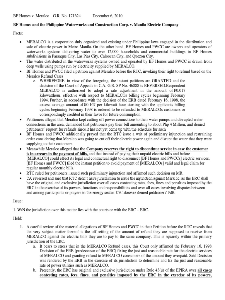 BF Homes V Meralco | PDF | Jurisdiction | Injunction