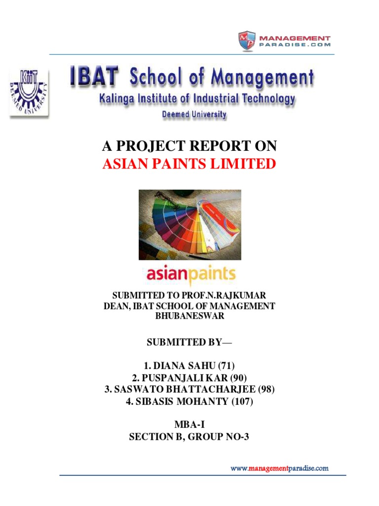 Free Project Report On Asian Paints LTD | PDF | Marketing | Mergers And ...