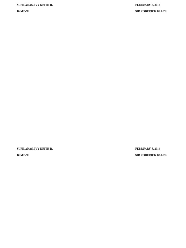 Supilanas, Ivy Keith R. FEBRUARY 5, 2016 Bsmt-3F Sir Roderick Balce ...