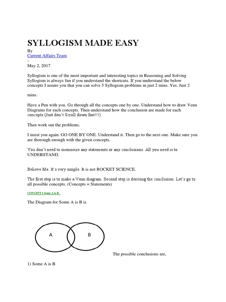 Syllogism Made Easy | PDF | Truth | Reasoning