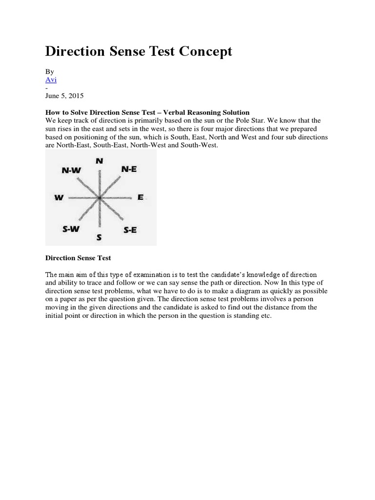 Direction Sense Test Concept | PDF | Cognition | Neuroscience