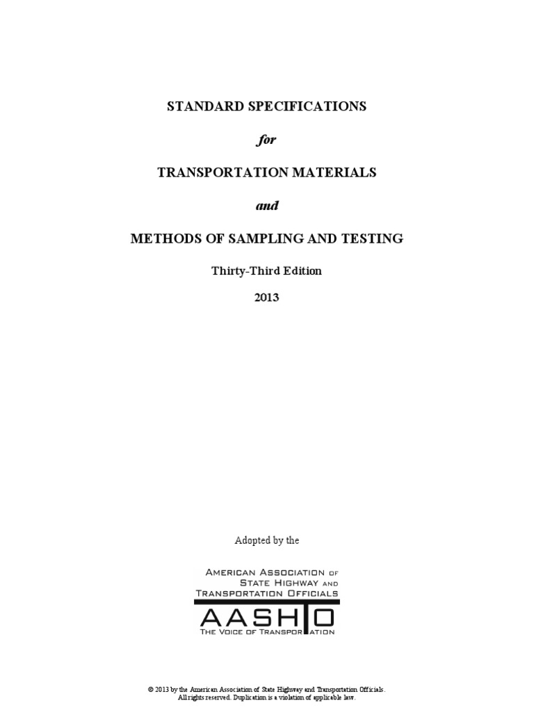 AASHTO Standard Specification For Transportation Materials | PDF | Road ...