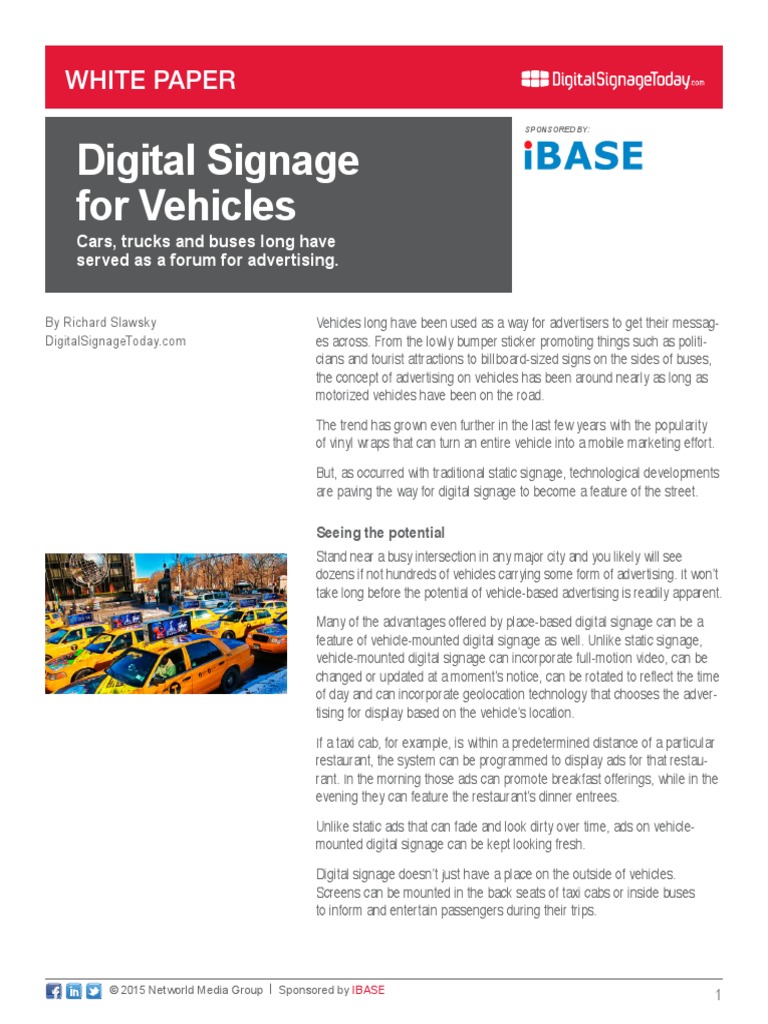 Digital Signage For Vehicles: White Paper | PDF | Personal Computers ...