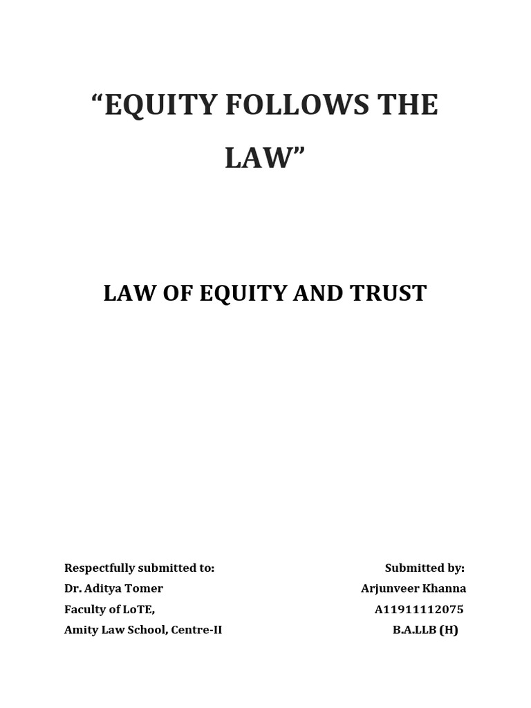 Understanding Equity Follows the Law | PDF | Equity (Law) | Precedent