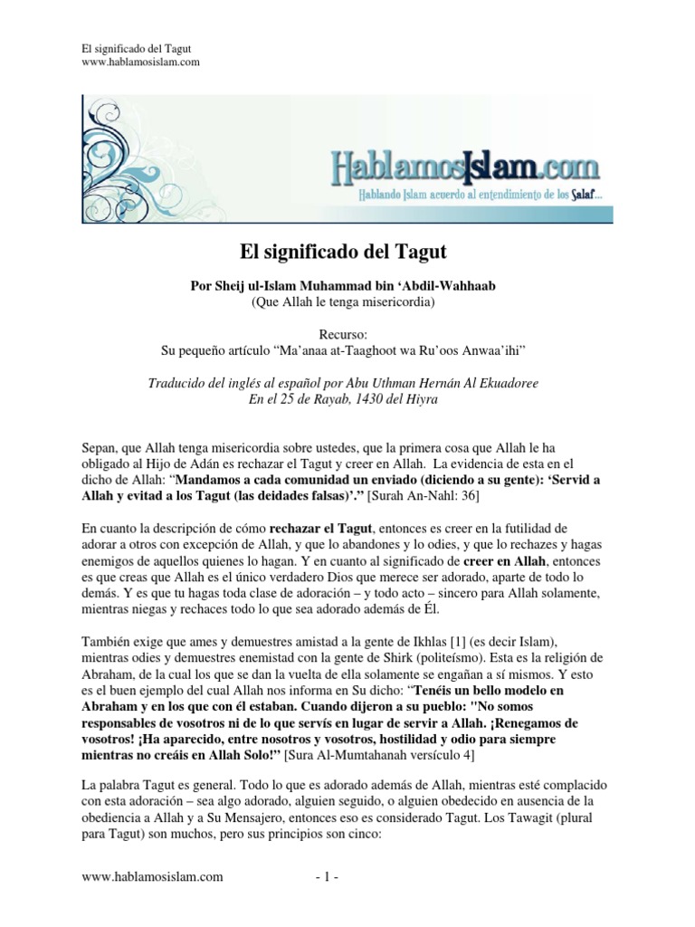 El Significado de Tagut PDF | PDF | Alá | Religiones abrahámicas