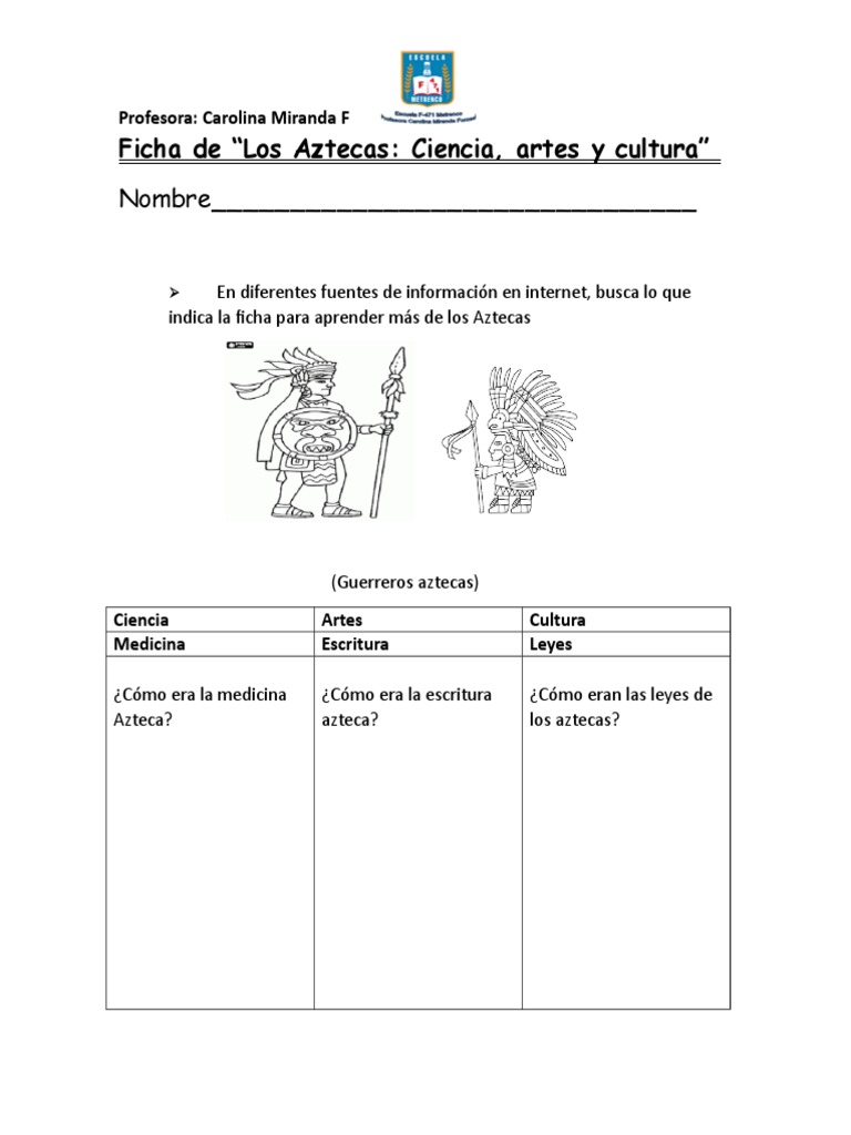 Ficha de Losn Aztecas | PDF