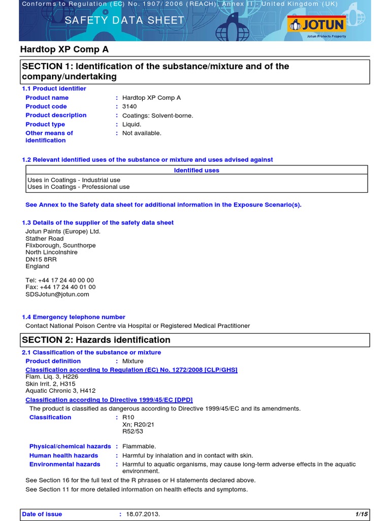 SDS - Hardtop XP Comp A - Marine - Protective - English (Uk) - United ...