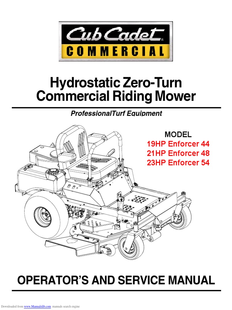Cub Cadet 19hp Enforcer 44 21hp Enforcer 48 23hp Enforcer 54 | PDF ...