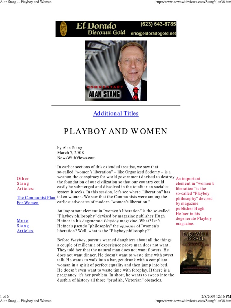 Alan Stang - Playboy and Women | PDF