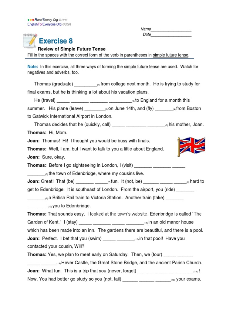 Future Tense Exercise 8 PDF | PDF