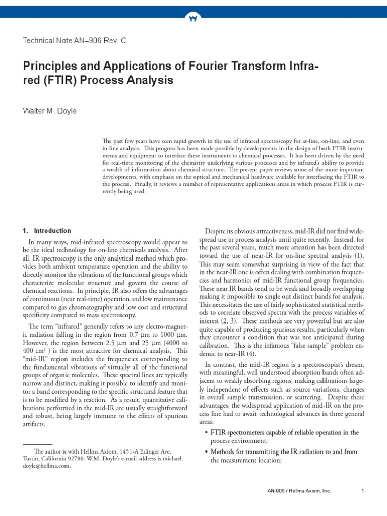 FTIR Technical Paper | PDF | Fourier Transform Infrared Spectroscopy ...