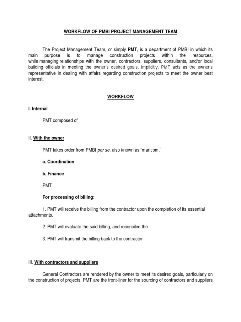 PMBI Workflow | PDF | Project Management | Procurement