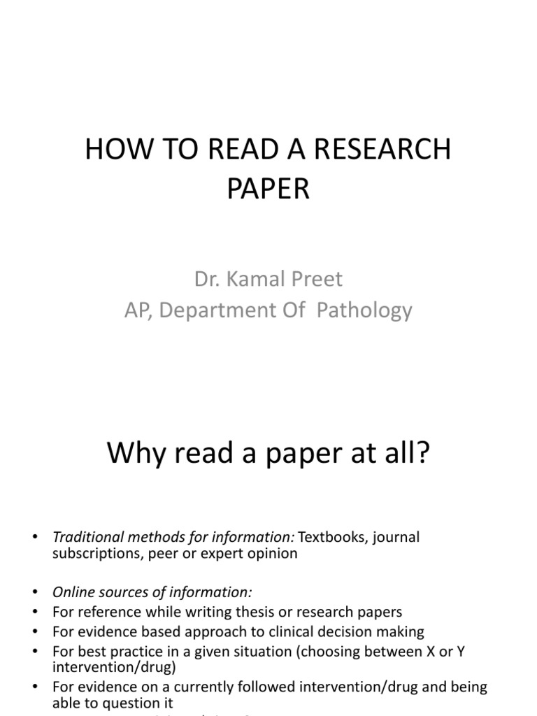 How To Read A Paper | PDF | Statistical Hypothesis Testing ...