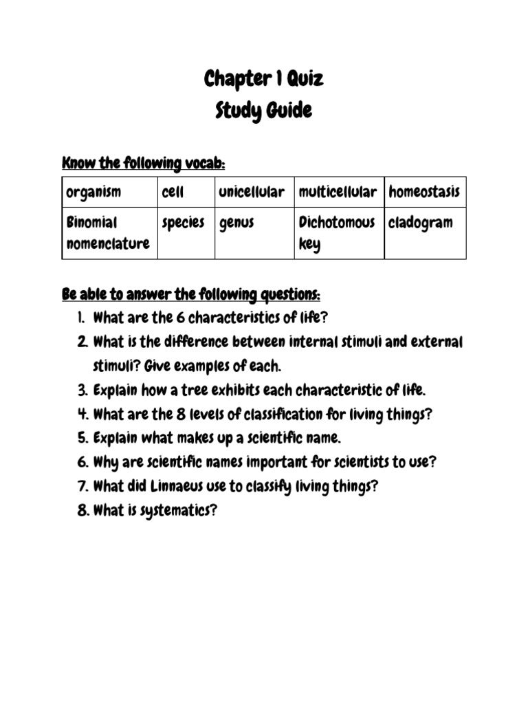 Chapter 1 Quiz Prep | PDF