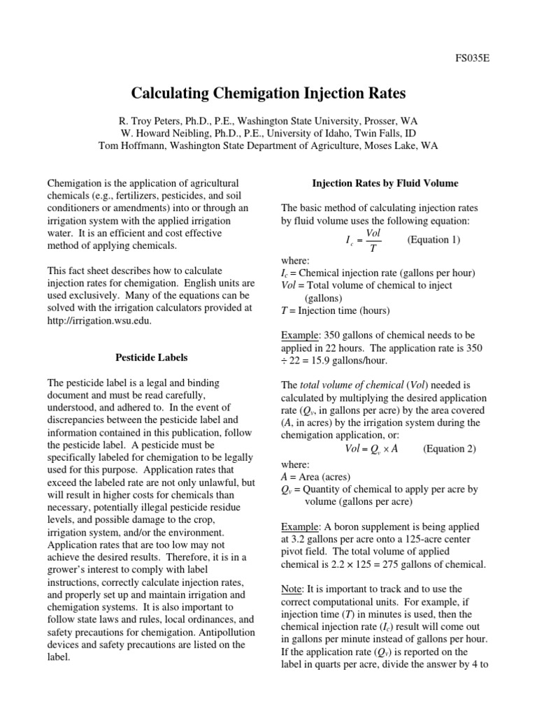 Calculating Chemigation Injection Rates | PDF | Fertilizer | Gallon