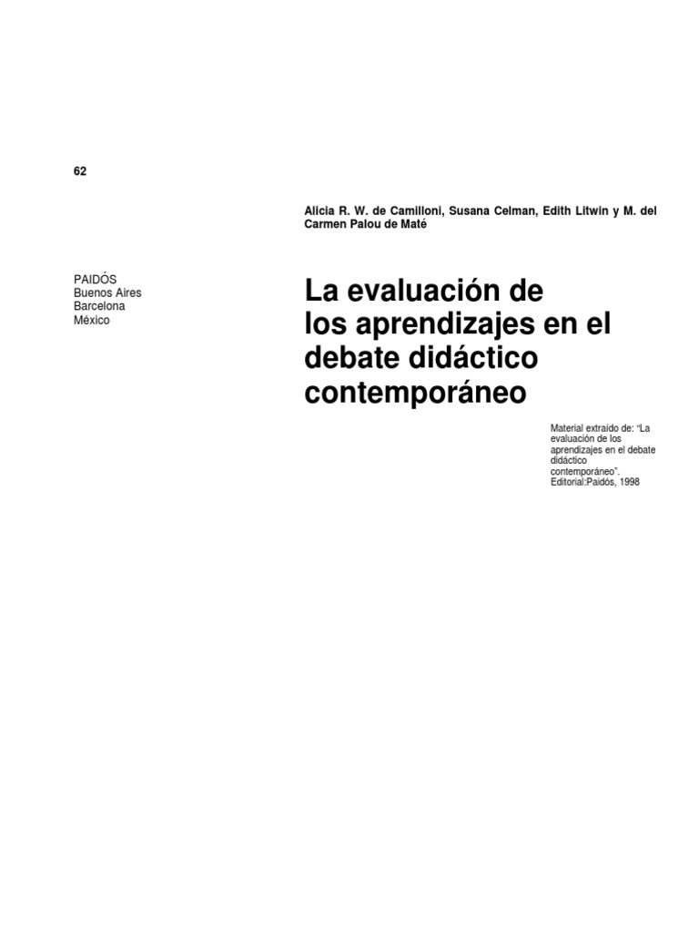 Litwin Evaluacion PDF | PDF | Evaluación | Prueba (evaluación)