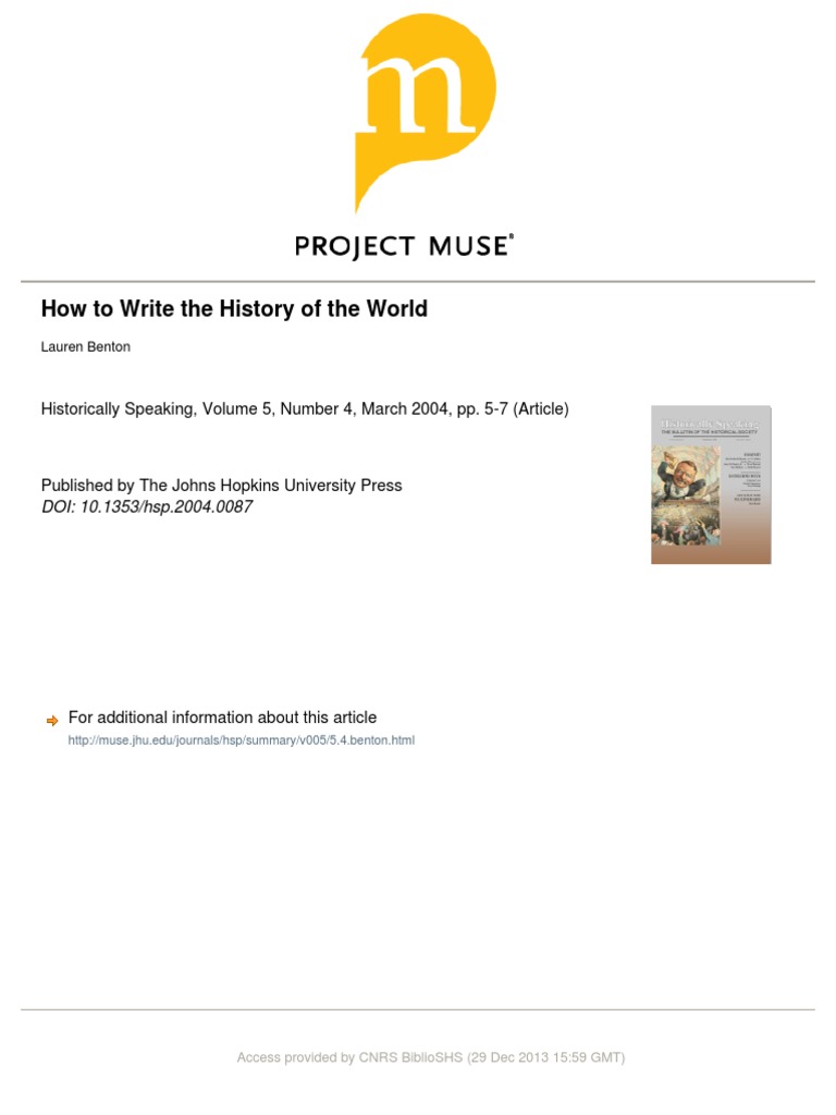 Benton, How To Write The History of The World | PDF | World History ...