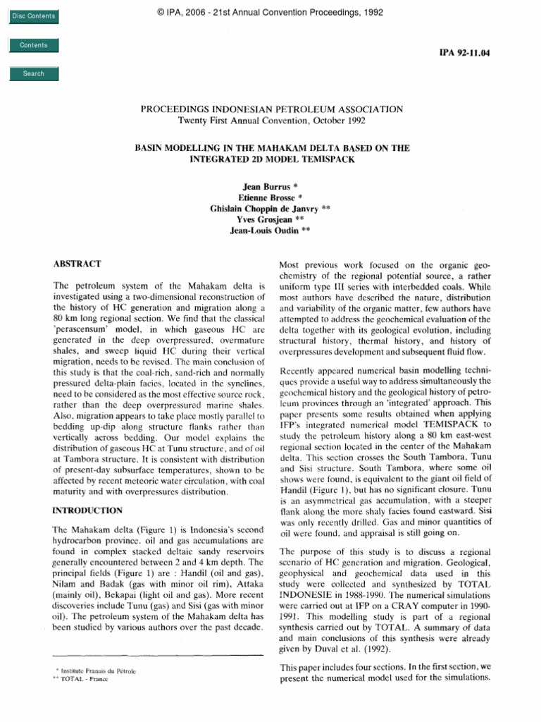 Basin Modelling in The Mahakam Delta Based On The | PDF | Petroleum ...