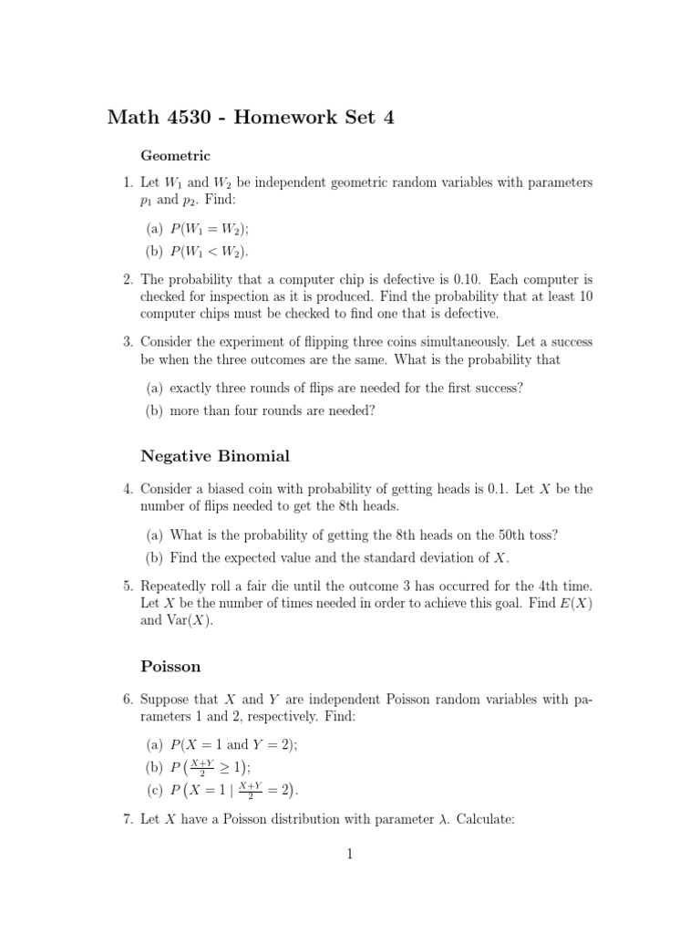 Homework Set 4 | PDF | Poisson Distribution | Teaching Mathematics