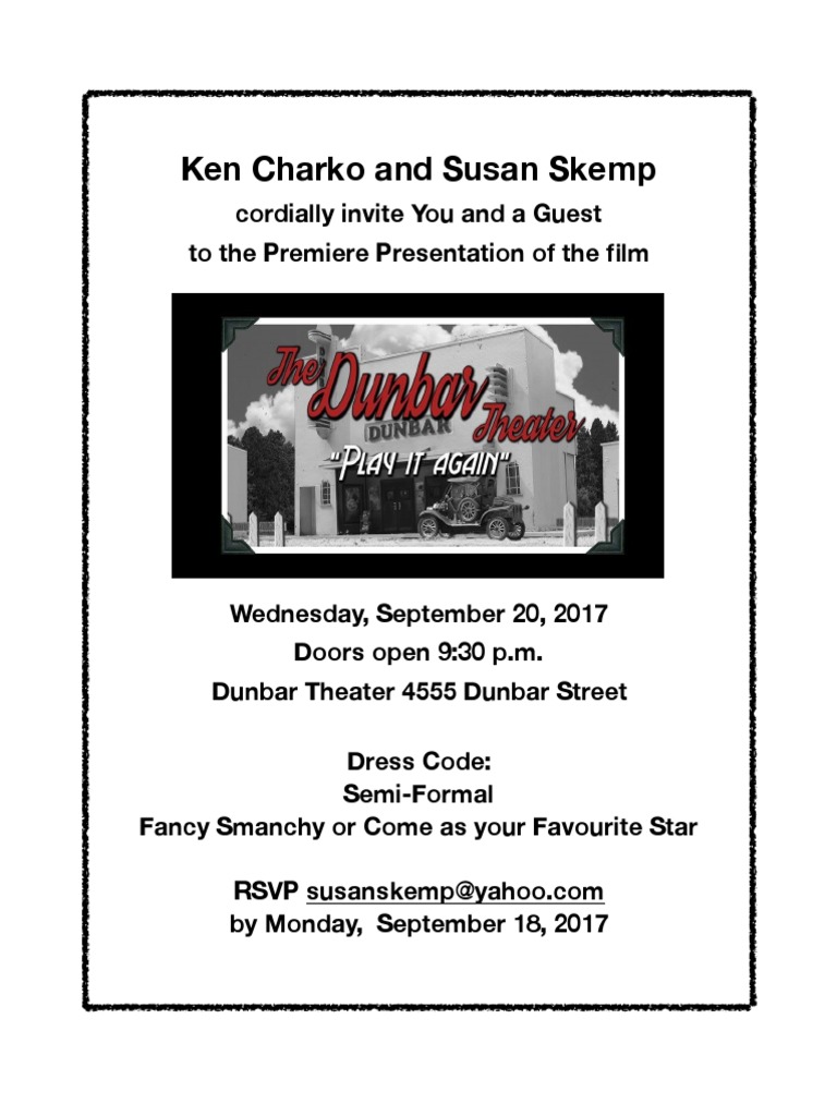 Ken Charko Film Premiere Invitation | PDF
