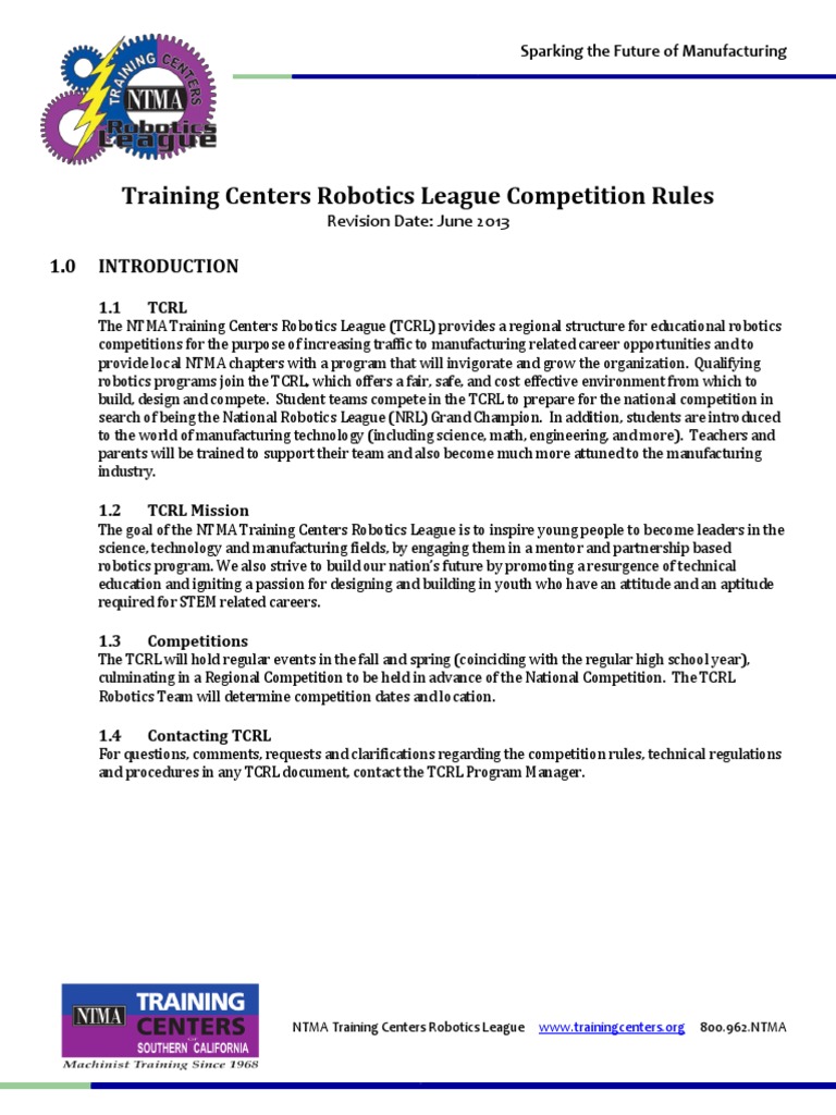 TCRL Robotics Competition Rules Guide | PDF | Competition ...