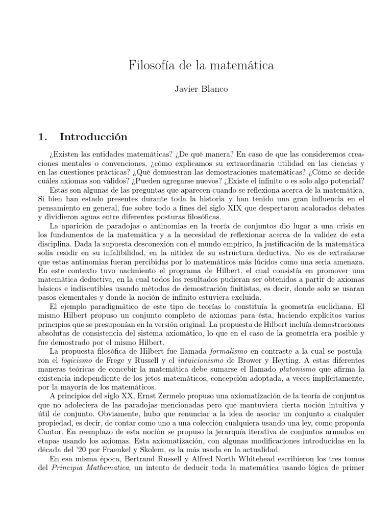 Filosofia de La Matematica | PDF | Axioma | Interacciones de disciplina ...