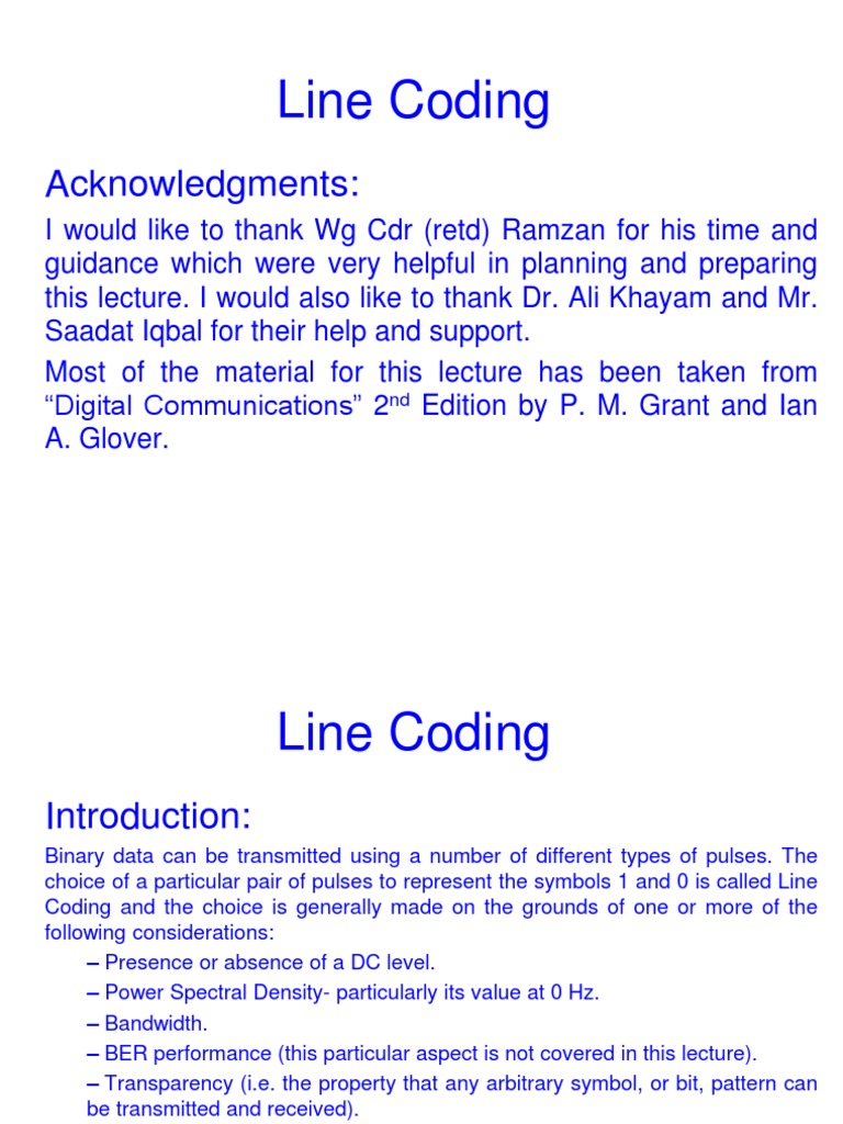 Line Coding: Acknowledgments | PDF | High Voltage Direct Current ...