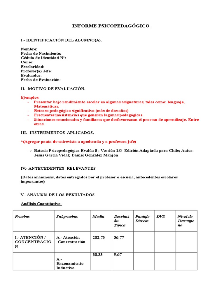 Myslide - Es - Ejemplo de Informe para Evalua 8 | PDF | Lectura (proceso) | Comprensión lectora