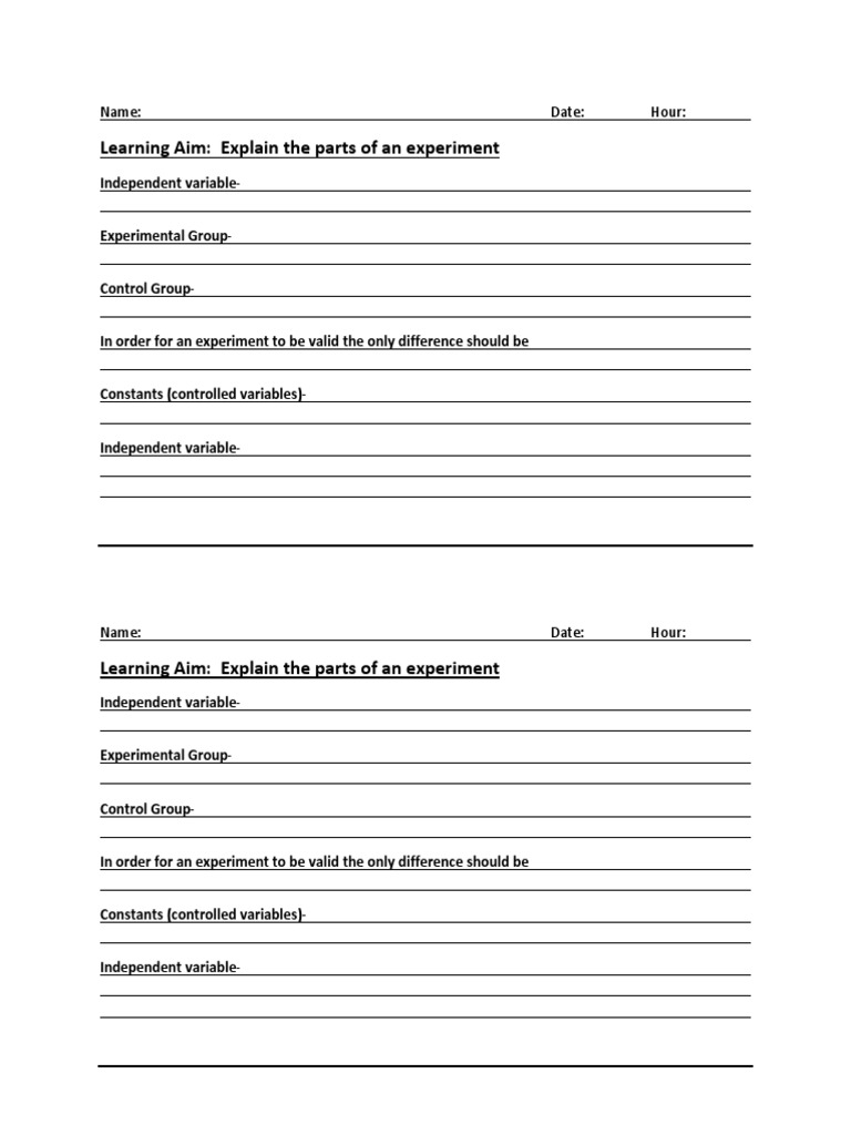 Parts of An Experiment | PDF | Experiment | Dependent And Independent ...