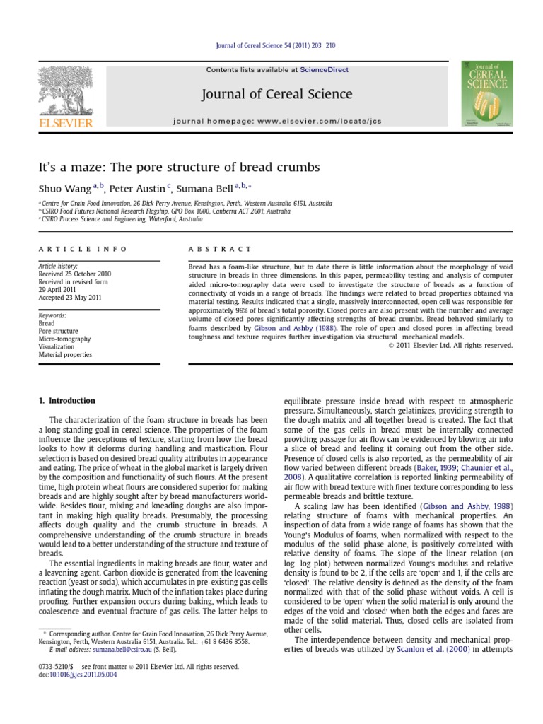 The Pore Structure of Bread Crumbs | PDF | Porosity | Breads