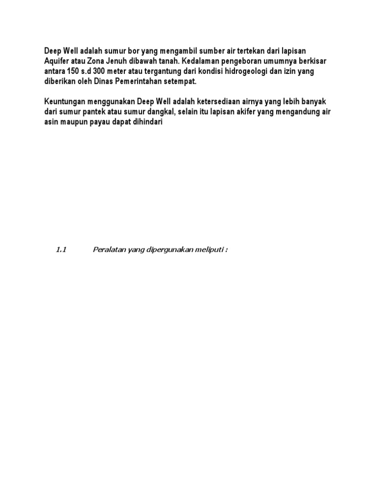 Pengertian Sumur Deep Well | PDF