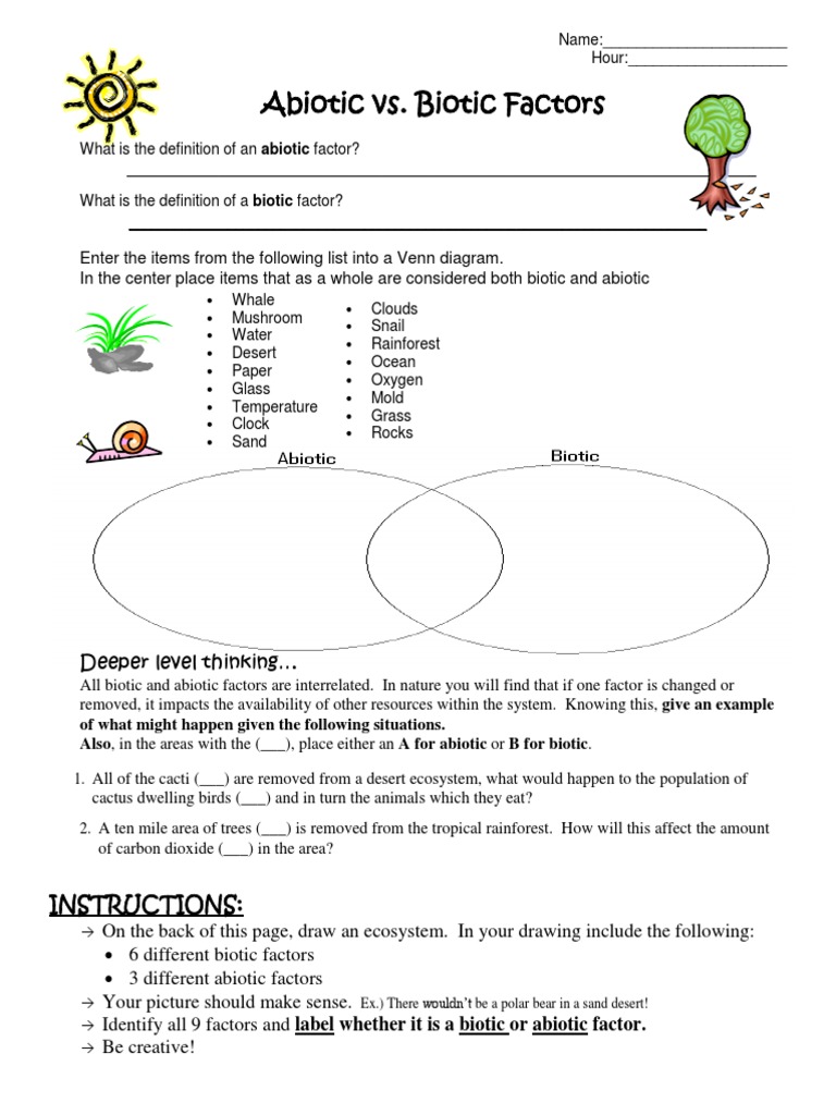 Biotic And Abiotic Worksheet