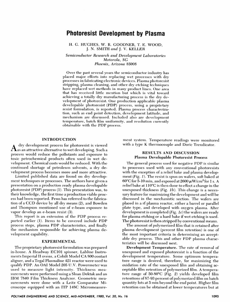 Photoresist Development by Plasma | PDF | Wafer (Electronics ...