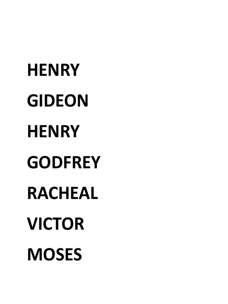 Henry Gideon Henry Godfrey Racheal Victor Moses | PDF